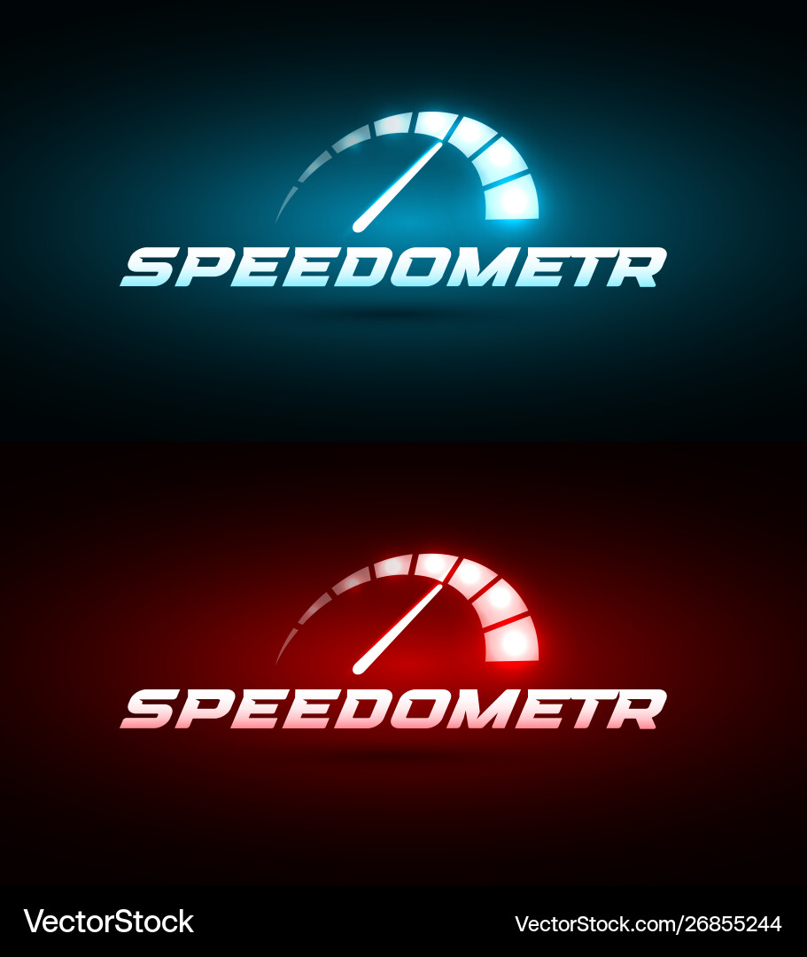 Speedometer icon blue and red glowing speed Vector Image