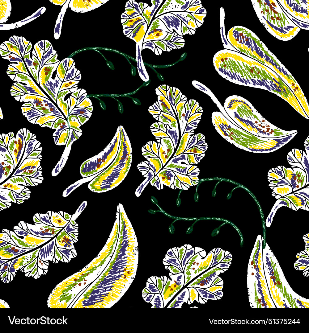 Texture leaves plant organic pattern cartoon Vector Image