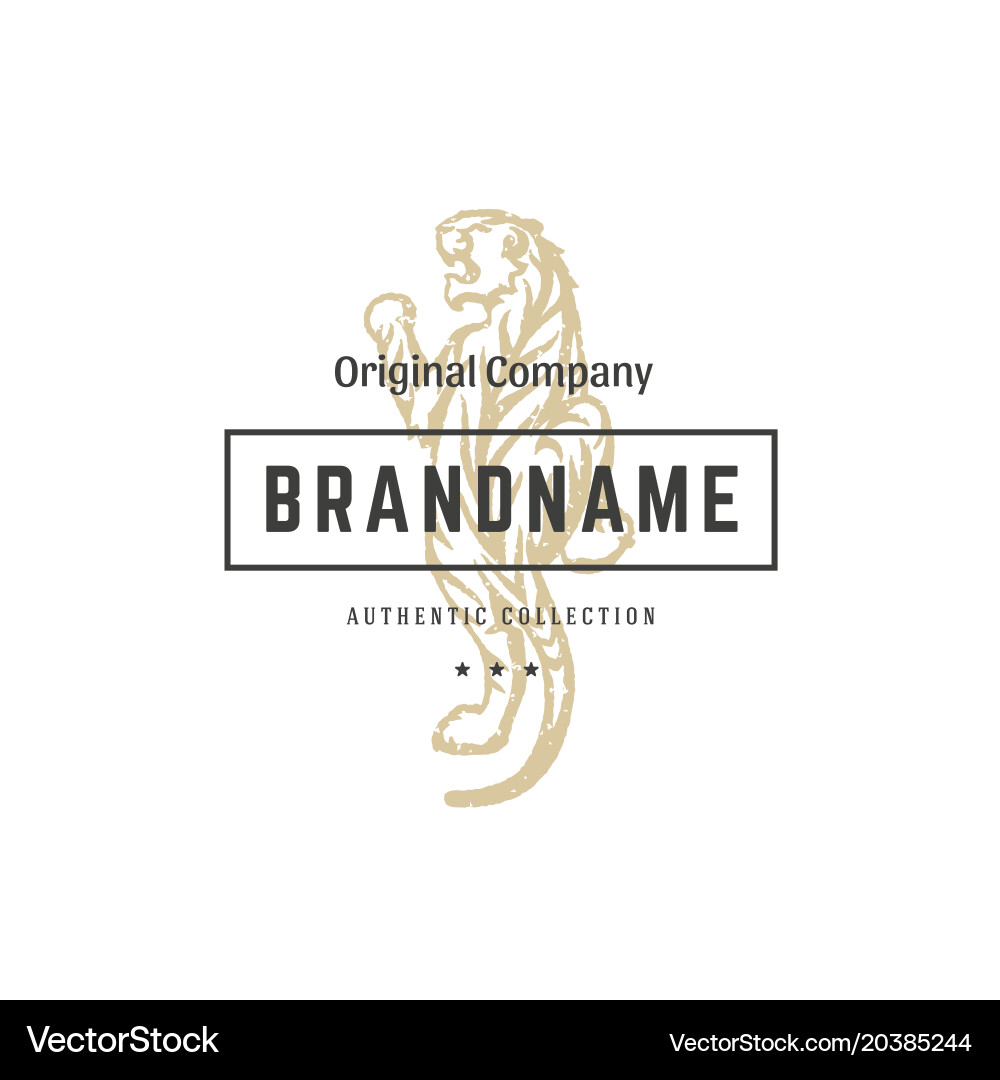 Tiger hand drawn logo isolated on white background
