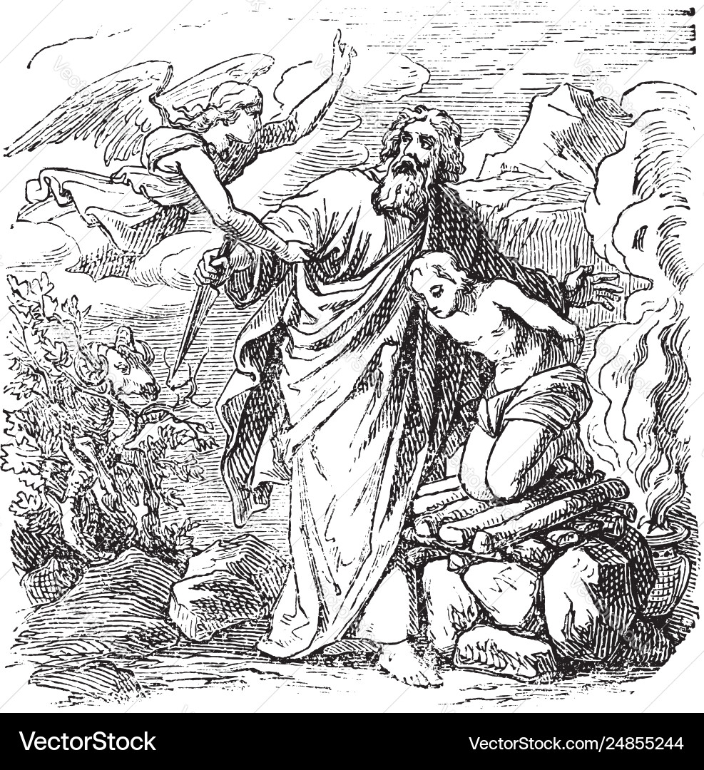 Vintage drawing biblical abraham is going Vector Image