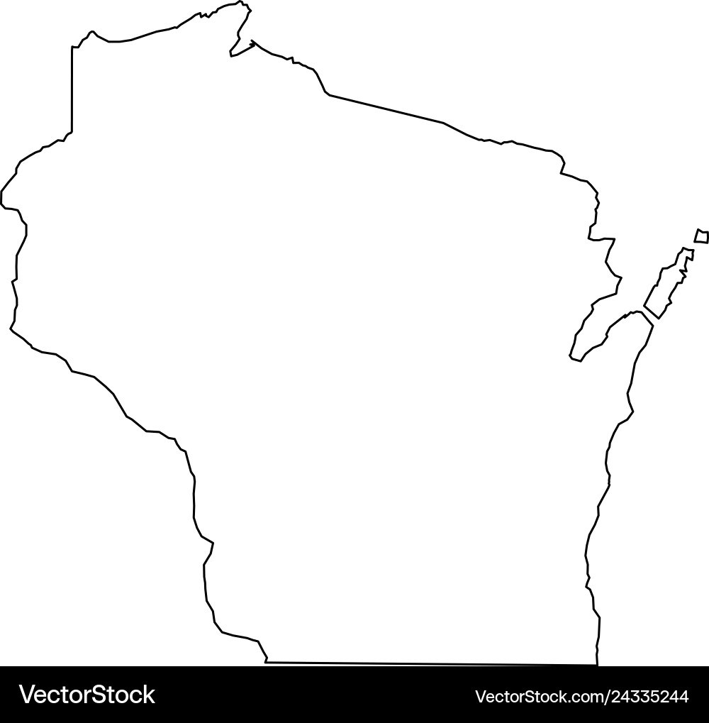Wisconsin state of usa - solid black outline map Vector Image
