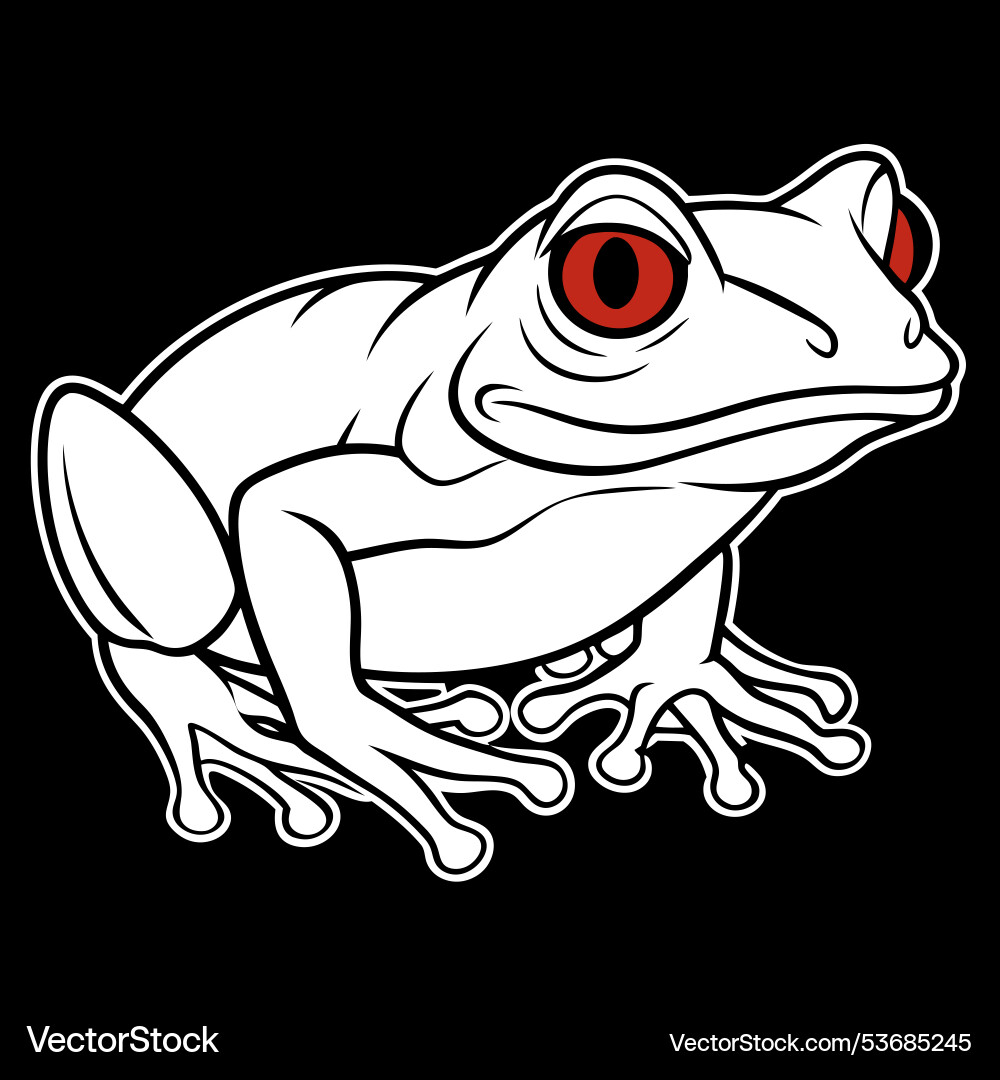 Angry red-eyed tree frog on black background ai Vector Image