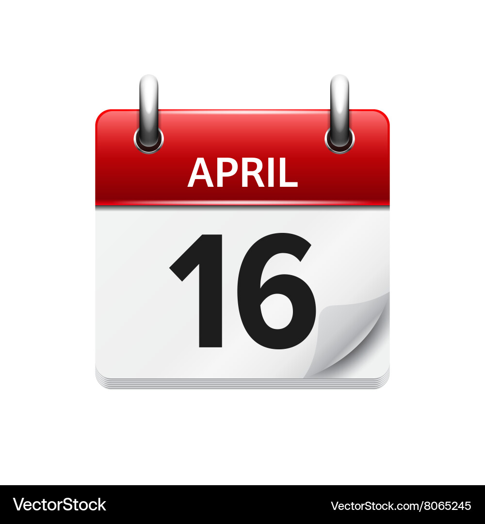April 16 flat daily calendar icon date Royalty Free Vector