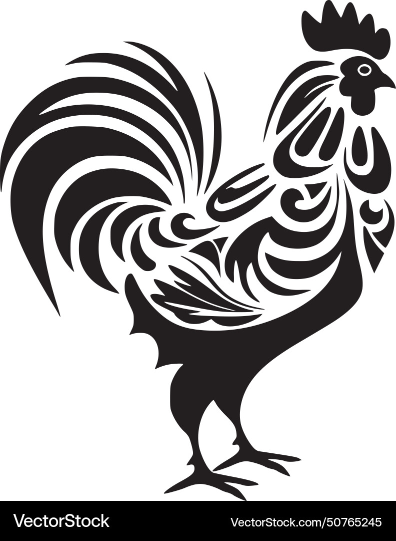 Chicken - black and white Royalty Free Vector Image