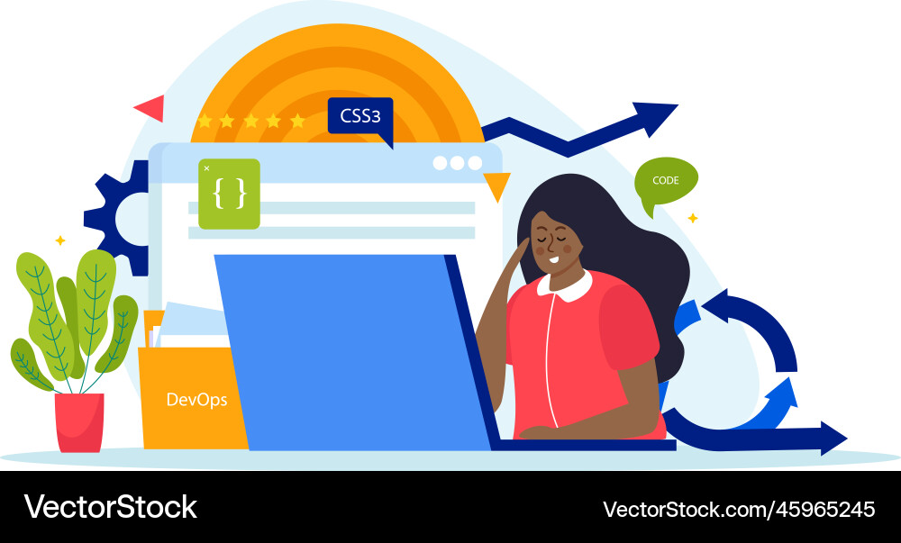 Devops engineer flat Royalty Free Vector Image