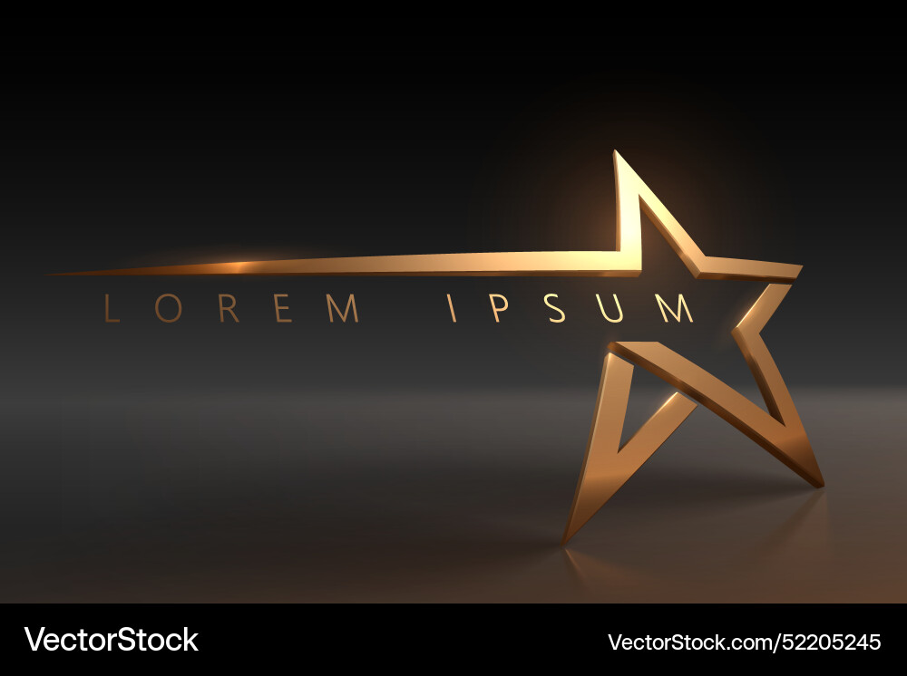 Golden star shape template on black background Vector Image