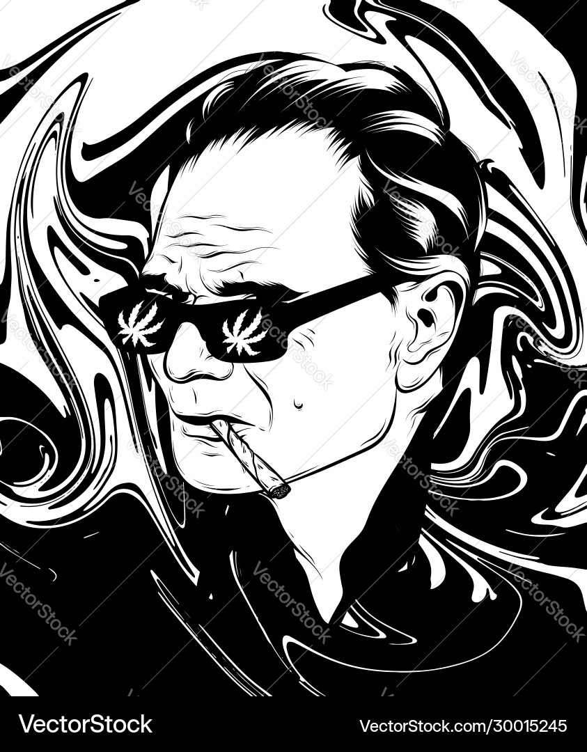 Hand drawn sad old man isolated Royalty Free Vector Image