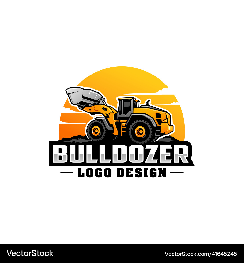 Loader bulldozer excavator ready made logo Vector Image