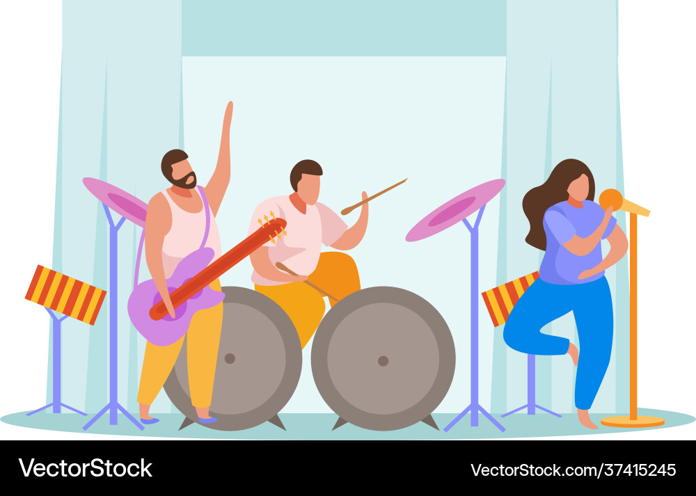 Music band flat composition Royalty Free Vector Image