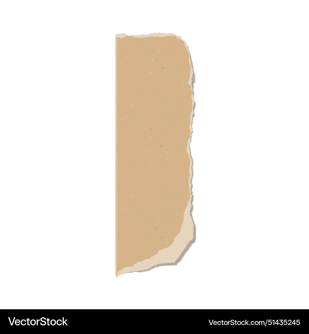 Realistic vertical piece of torn brown paper Vector Image
