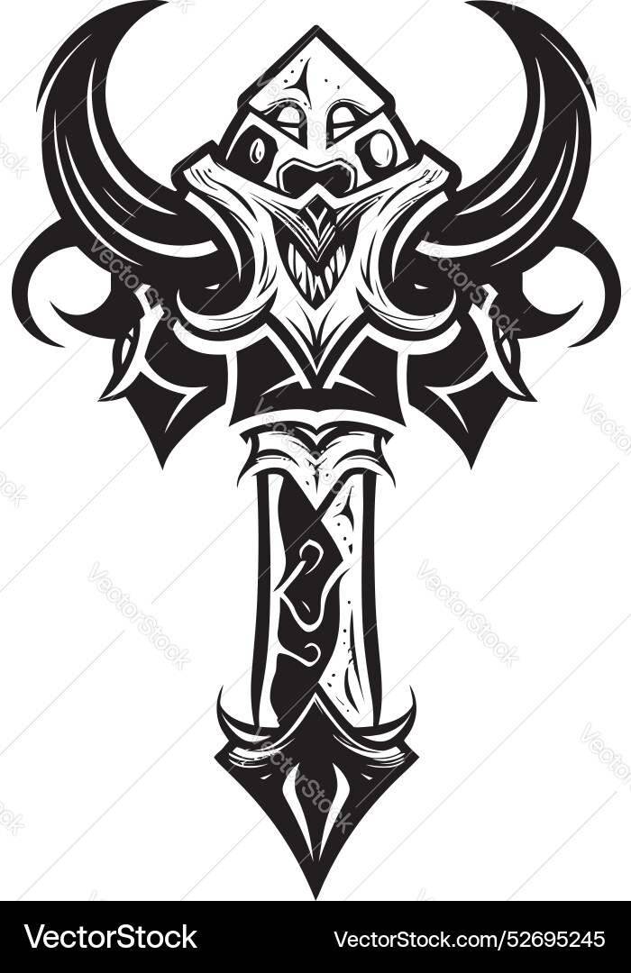 Runeblade rampage battle axe logo warlocks wrath Vector Image