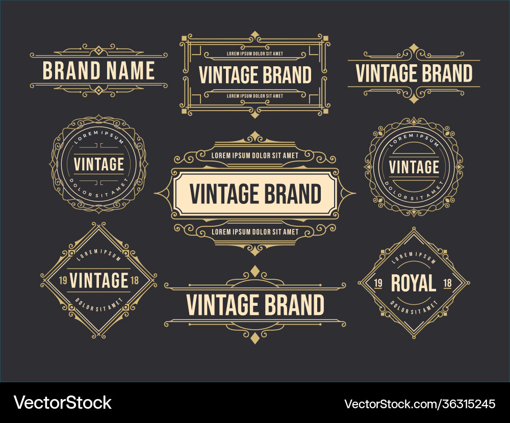 Vintage old label set design template Royalty Free Vector
