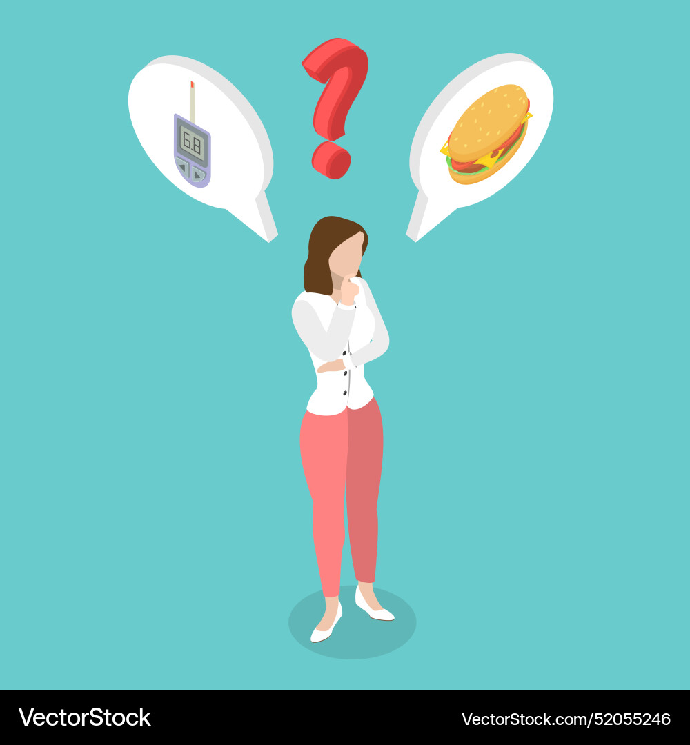 3d isometric flat of diabetes Royalty Free Vector Image