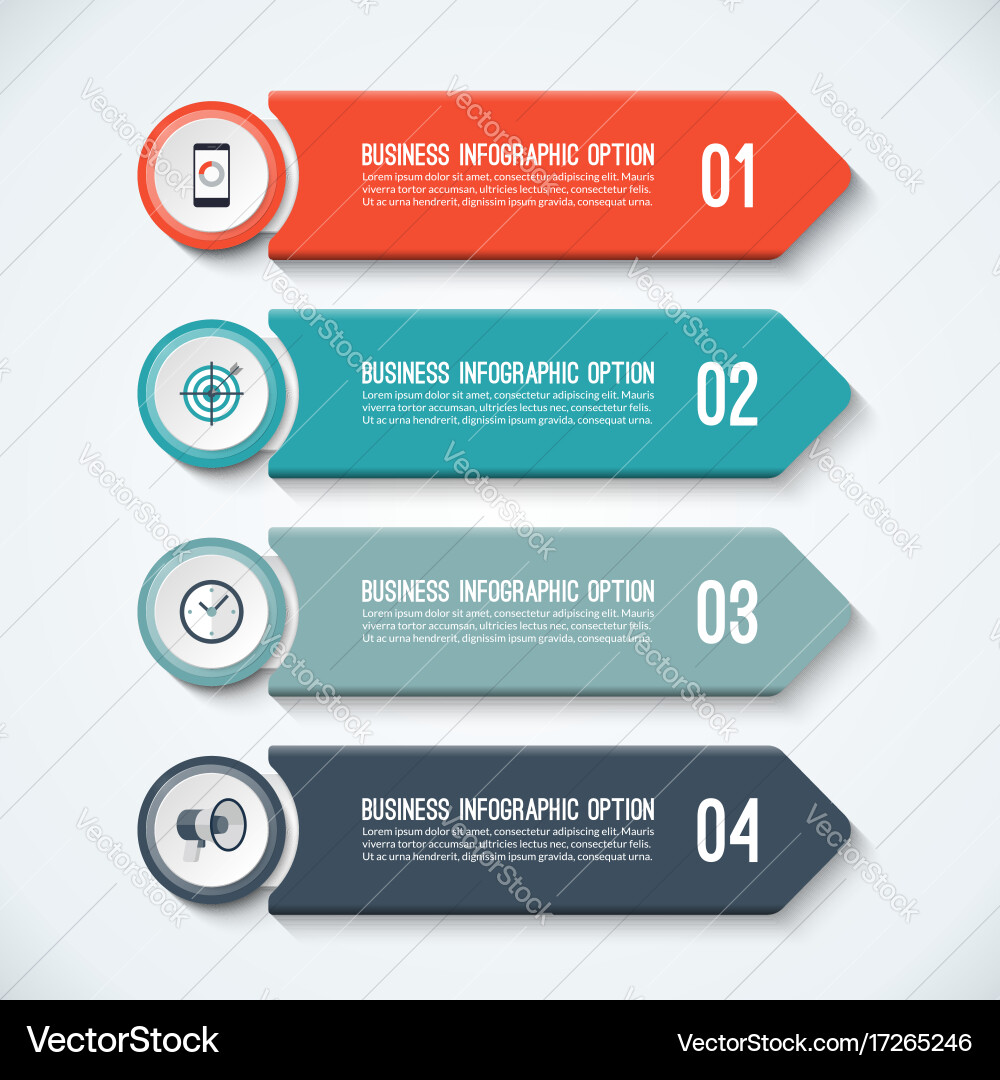 Arrow infographic options template with 4 steps Vector Image