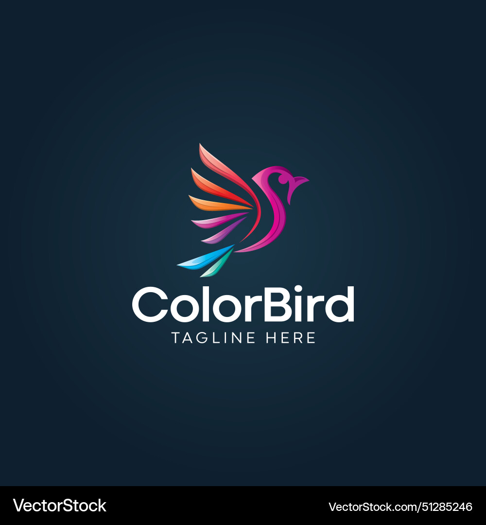 Bird logo a colourful gradient Royalty Free Vector Image