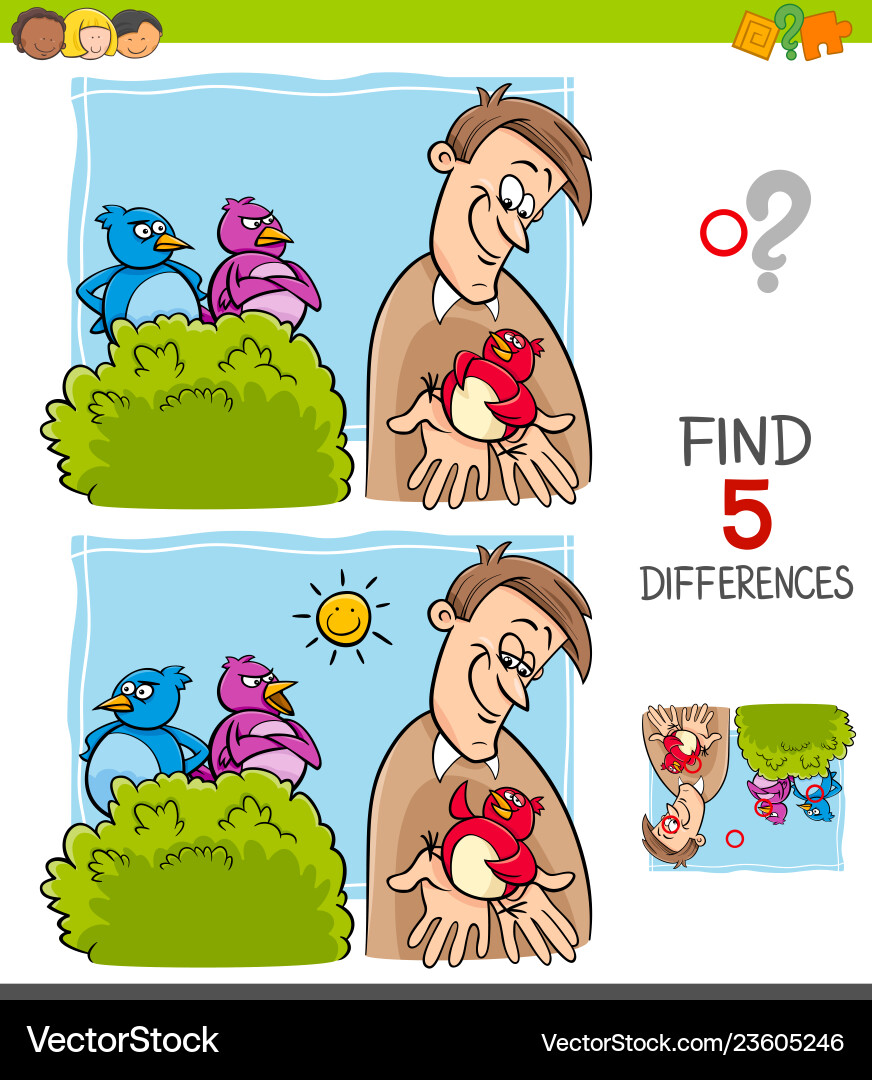 Find differences game for children Royalty Free Vector Image
