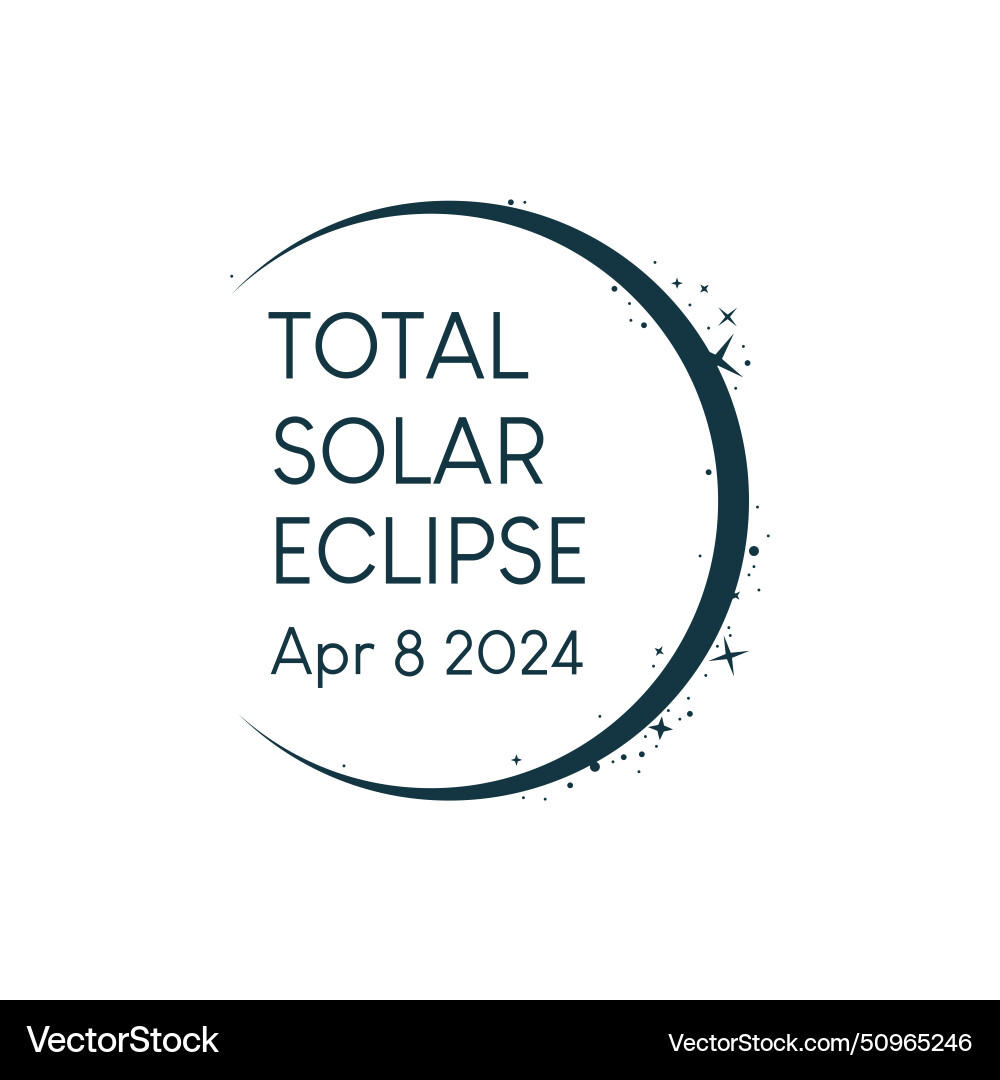 Hand drawn banner total solar eclipse 8 april 2024