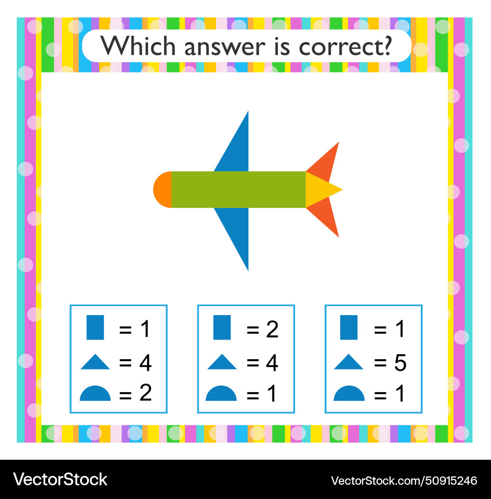 Math activity for kids find the correct answer Vector Image