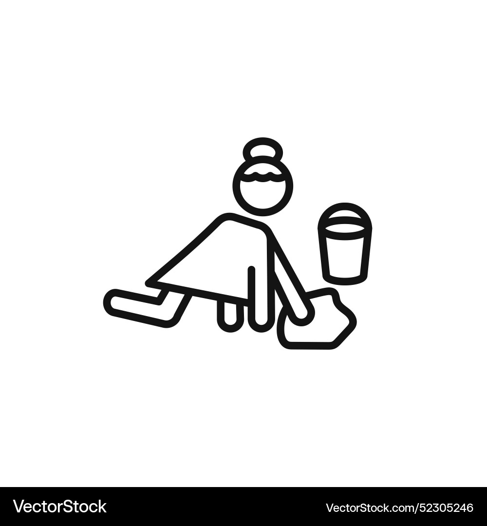 Mopping floors icon outline collection in black Vector Image
