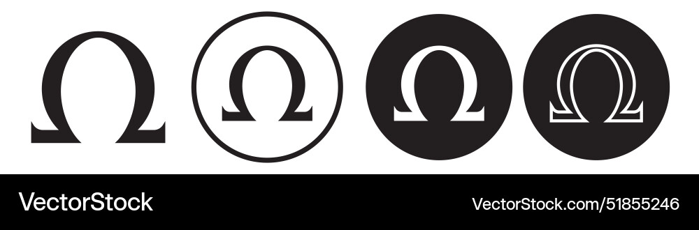 Omega symbol set collection for web Royalty Free Vector