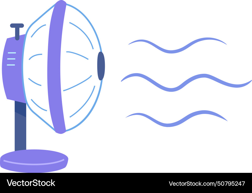 Cooling air fan blue line icon wind flow Vector Image