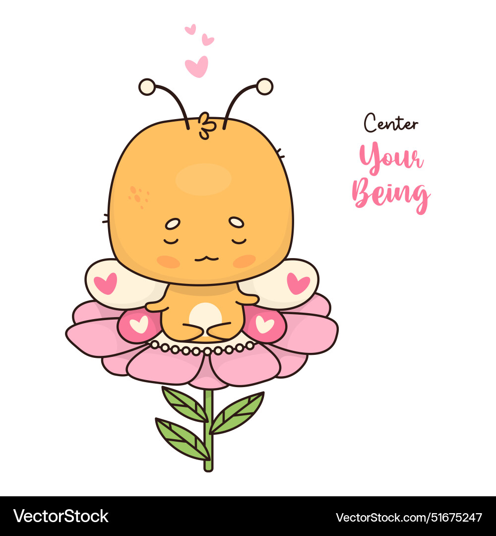 Cute calm butterfly meditating on flower Vector Image