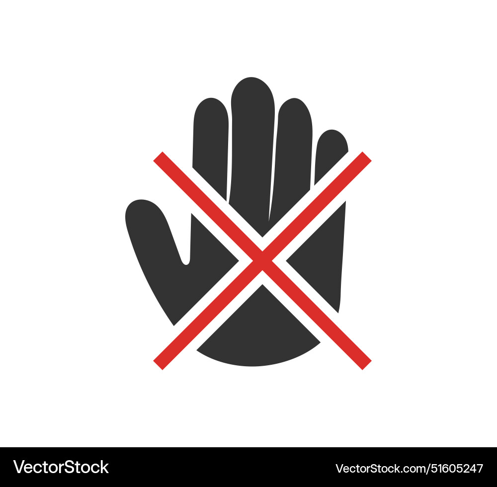 Do not touch hand icon prohibiting sign Royalty Free Vector