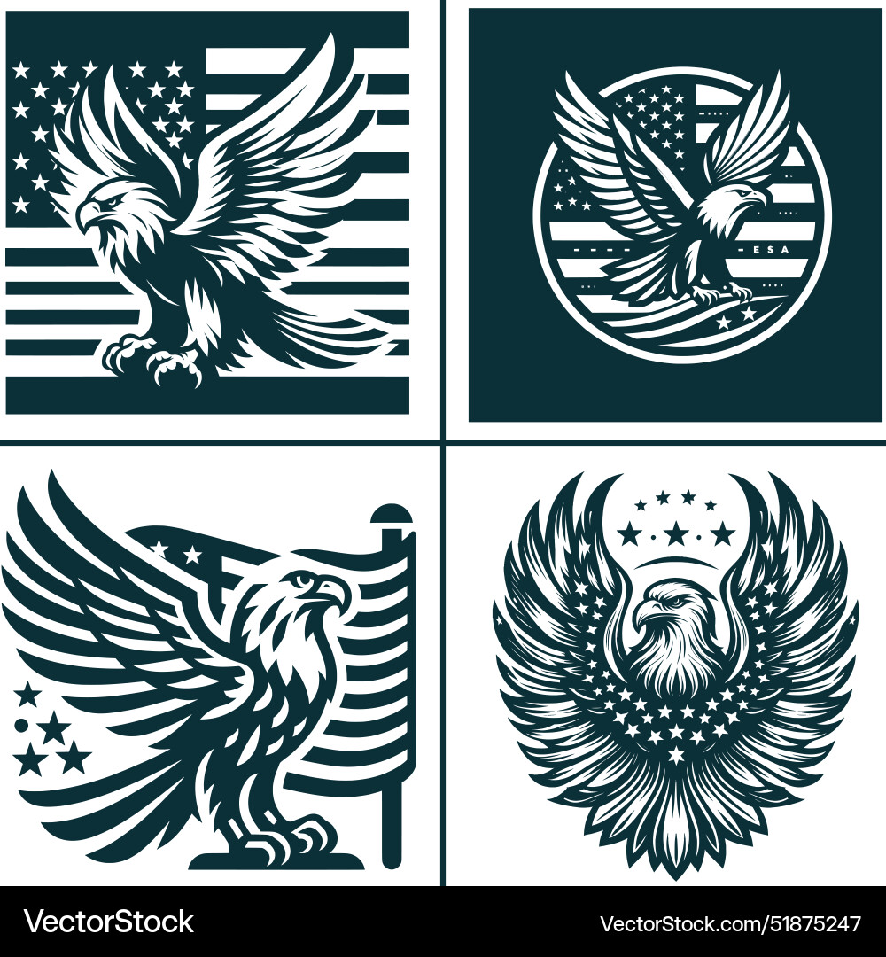 Eagle with flag silhouette filesoutline ea Vector Image