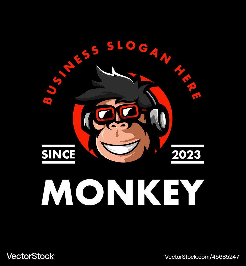 Monkey music logo Royalty Free Vector Image - VectorStock