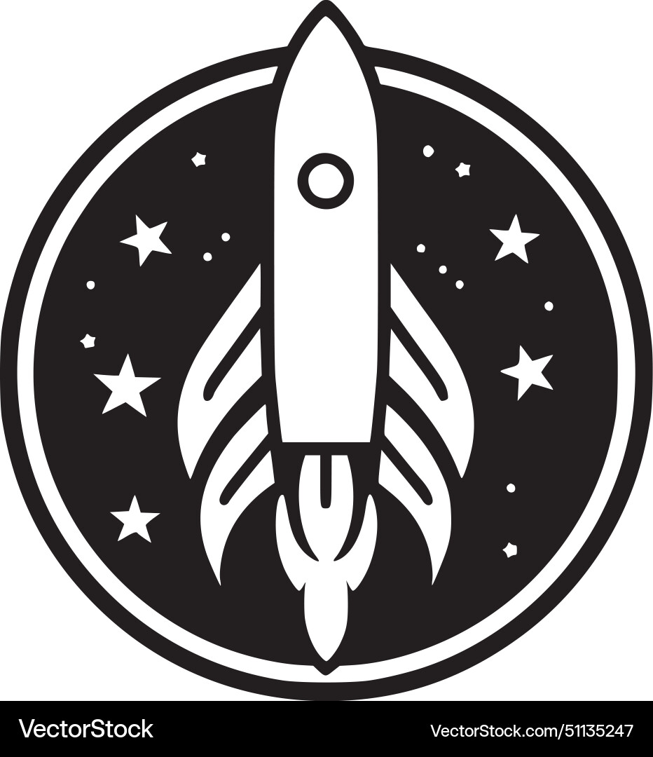 Rocket - black and white isolated icon Royalty Free Vector