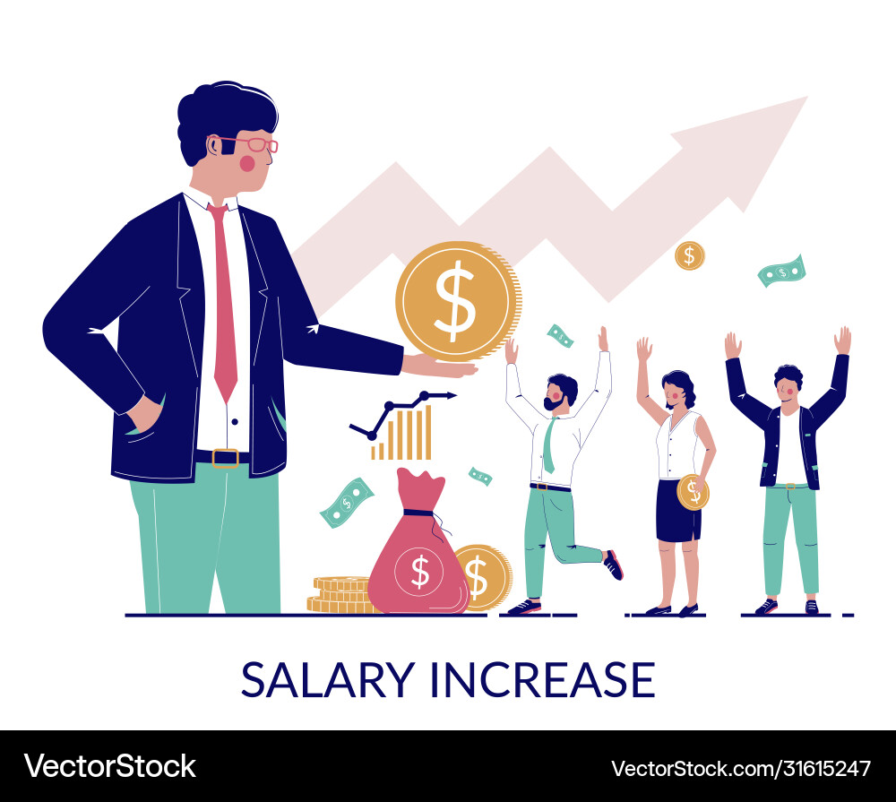 Salary increase concept for web banner Royalty Free Vector
