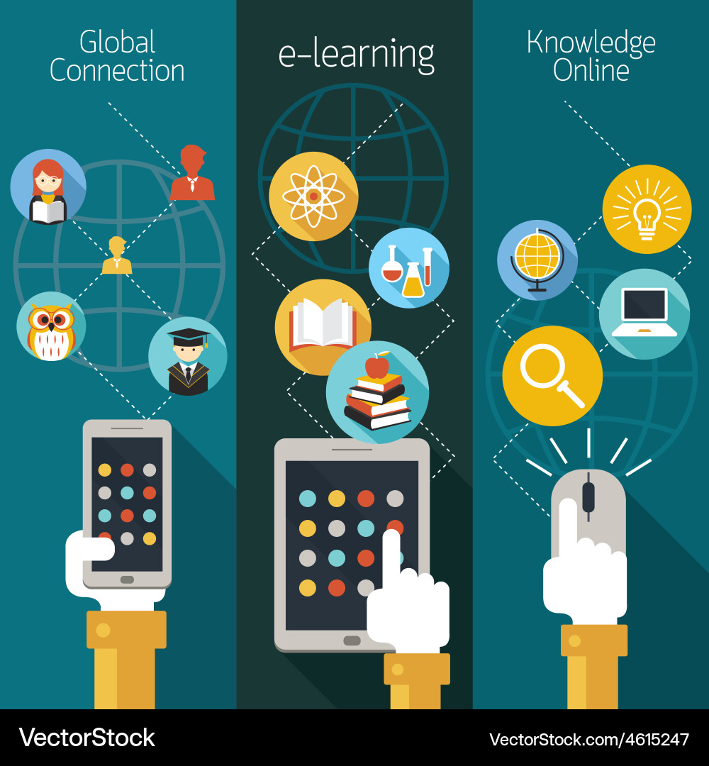 School online e-learning e-book backdrop Vector Image