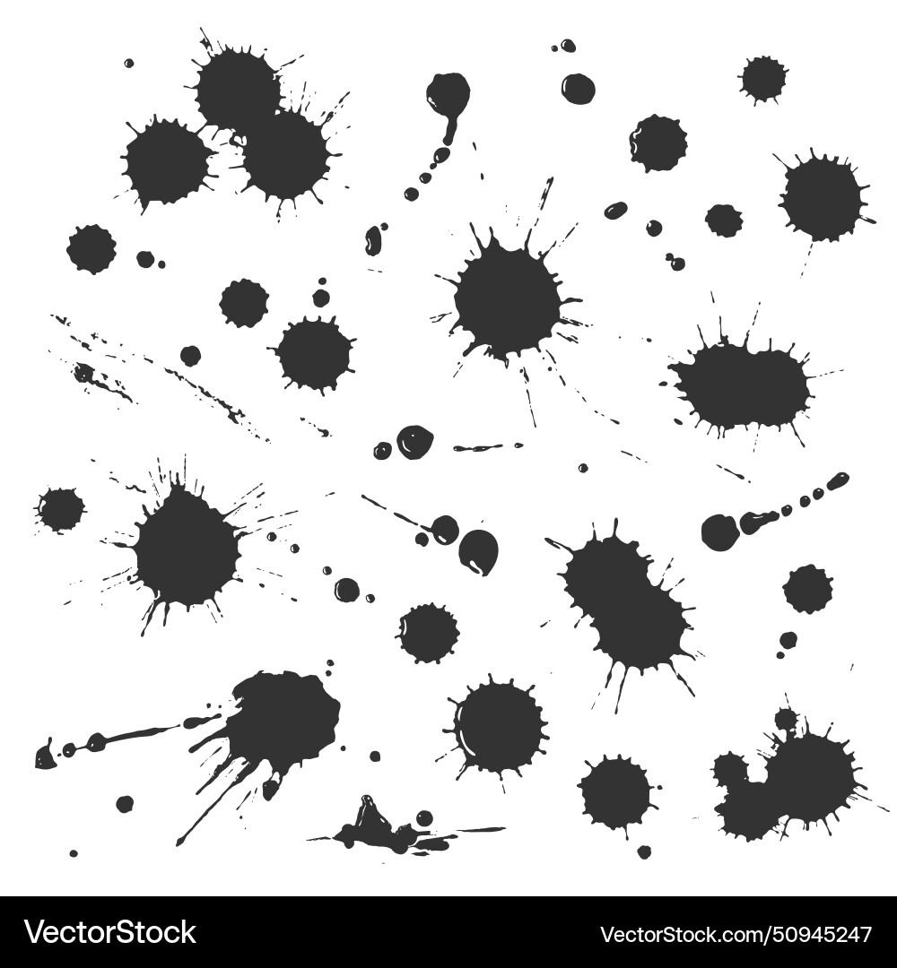 Set of ink blots and droplets Royalty Free Vector Image