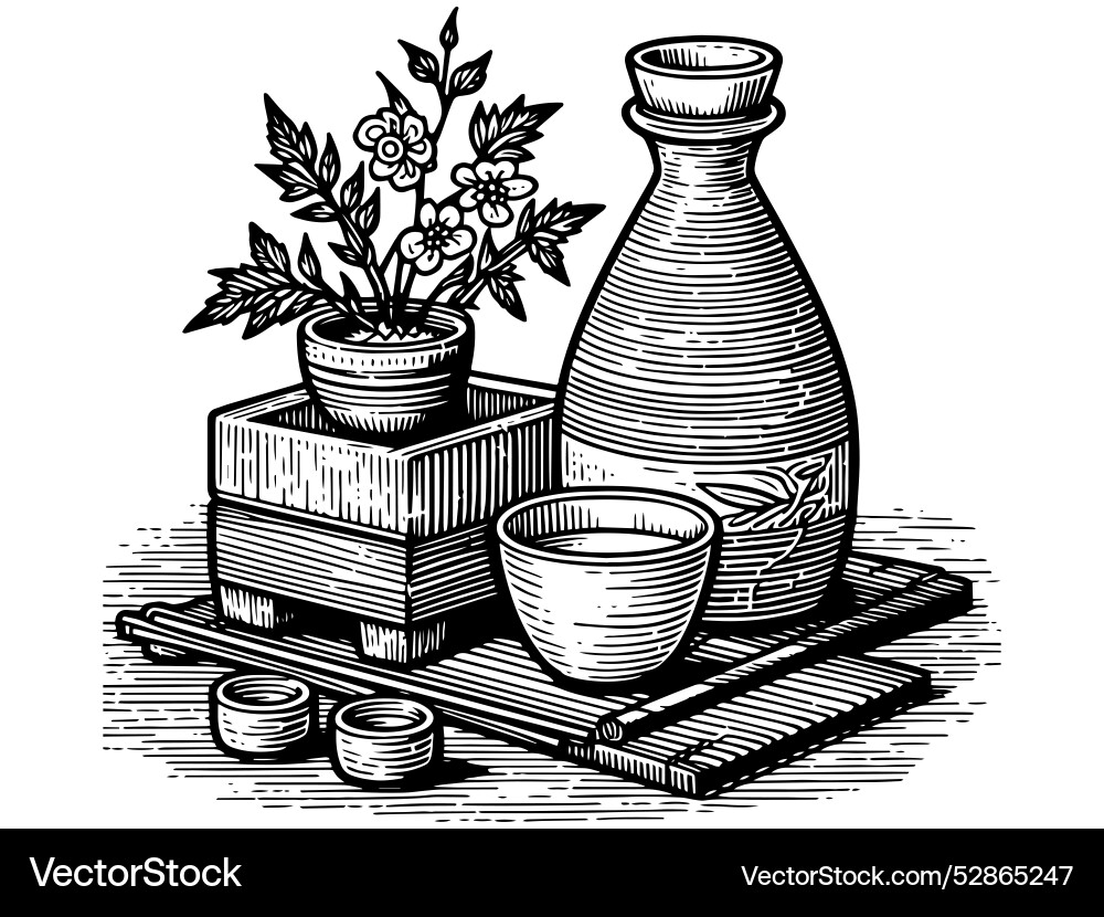 Template national japanese alcoholic drink sake Vector Image