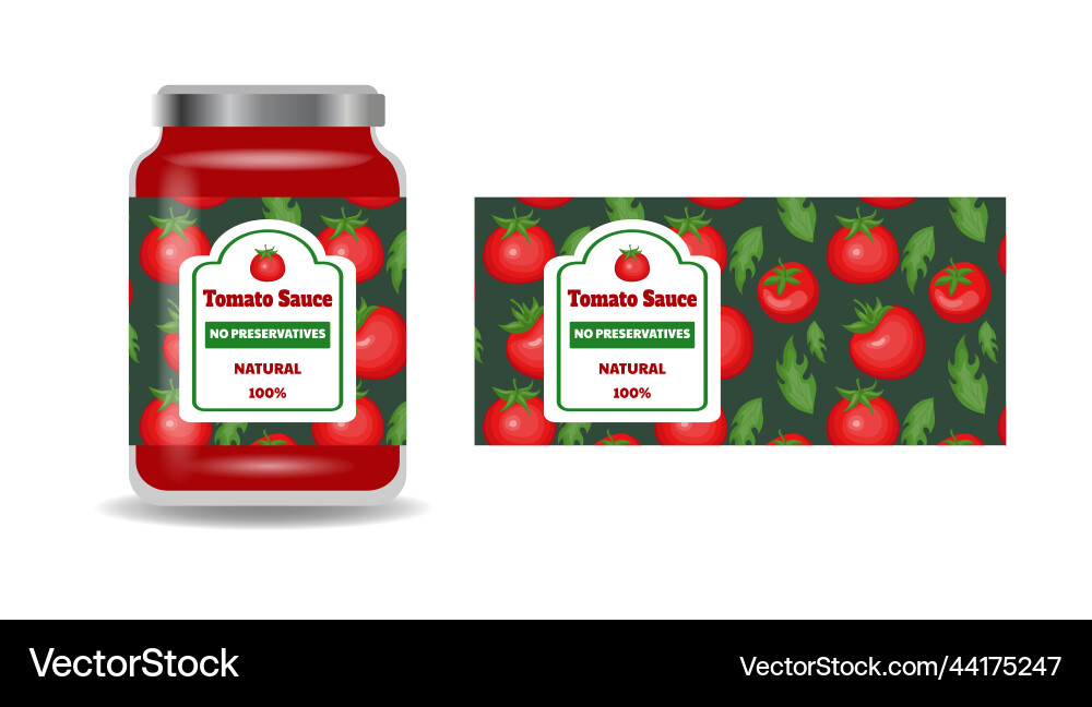 Tomato sauce jar italian chilli can packaging Vector Image
