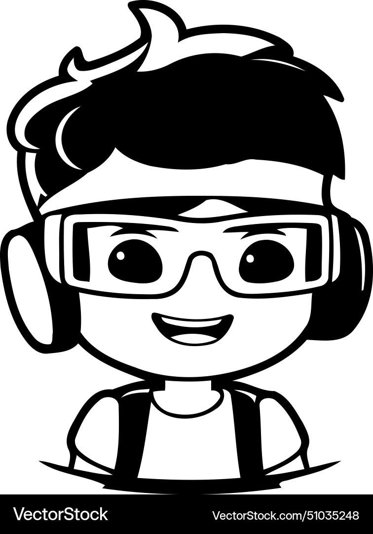 Cute boy wearing virtual reality goggles cartoon Vector Image