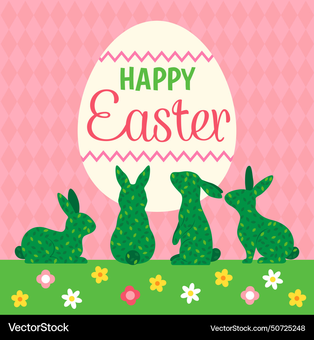 Decoration rabbit shape topiary happy easter Vector Image