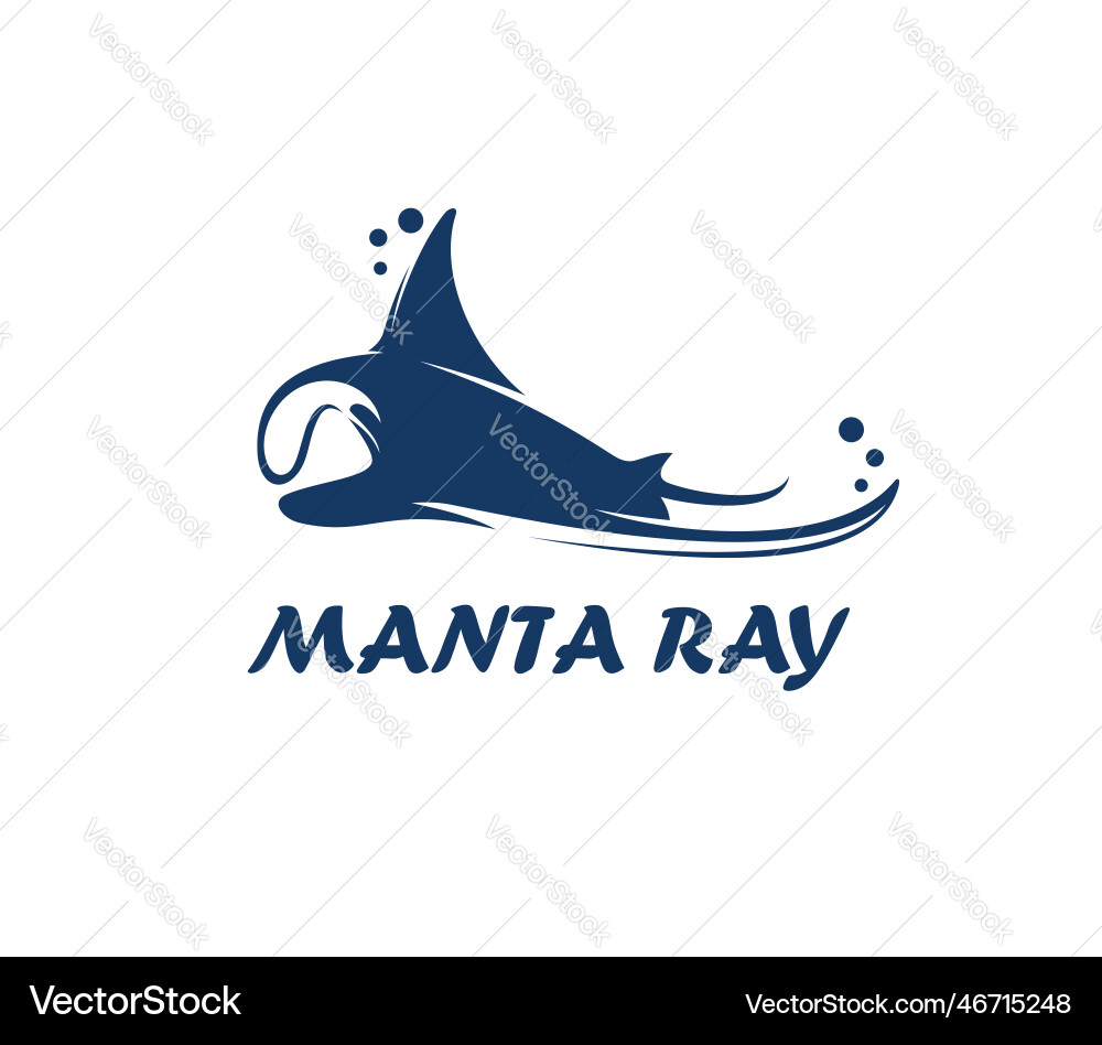 Manta Ray Underwater Icon Royalty Free Vector Image