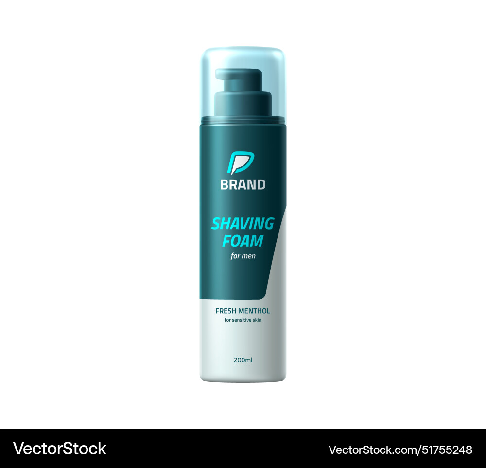 Men shaving foam cosmetic product package template