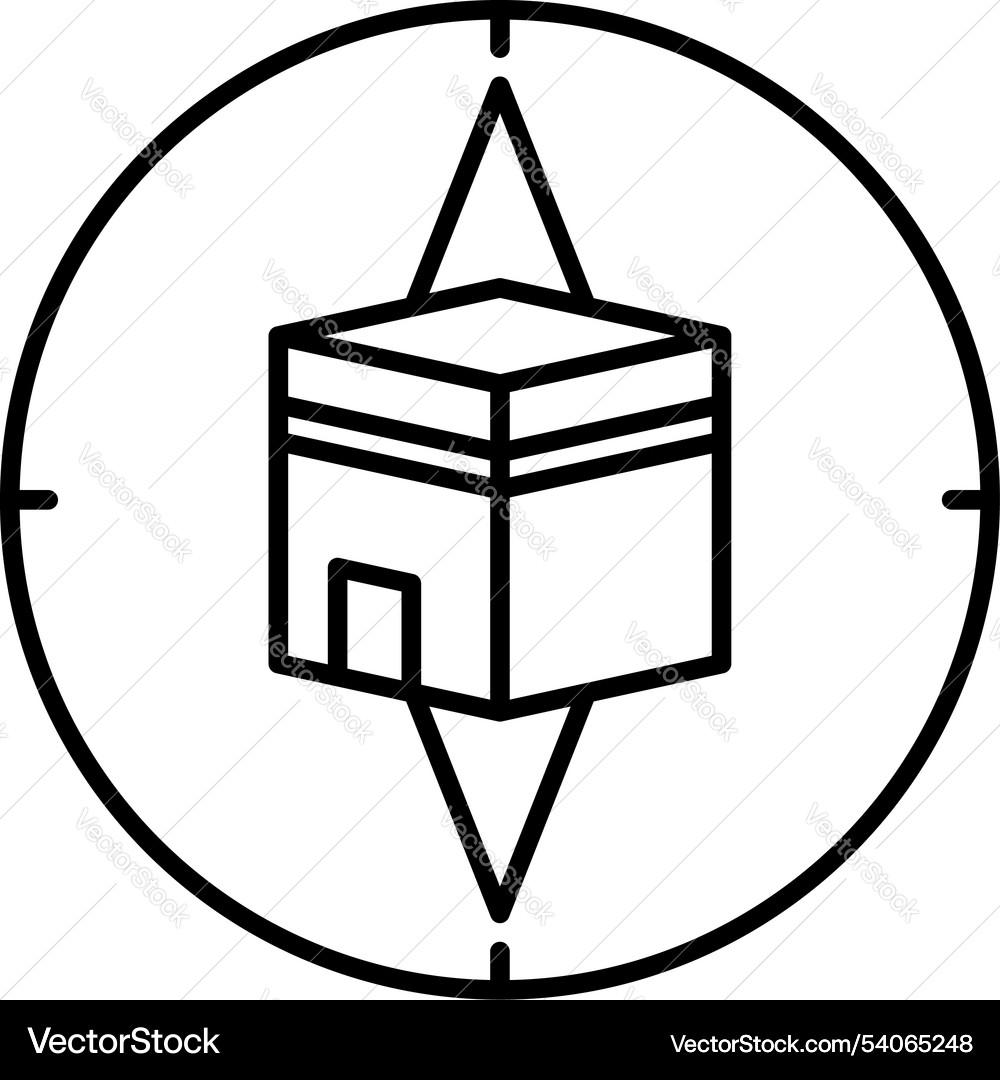 Qibla compass line icon design Royalty Free Vector Image