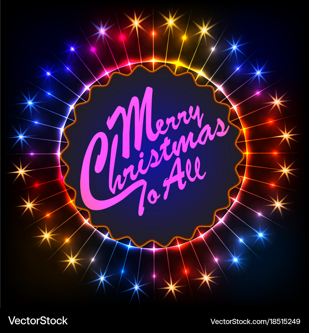 A christmas card with luminous round frame Vector Image