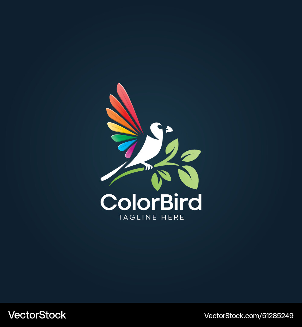 Bird logo a colourful gradient template Royalty Free Vector