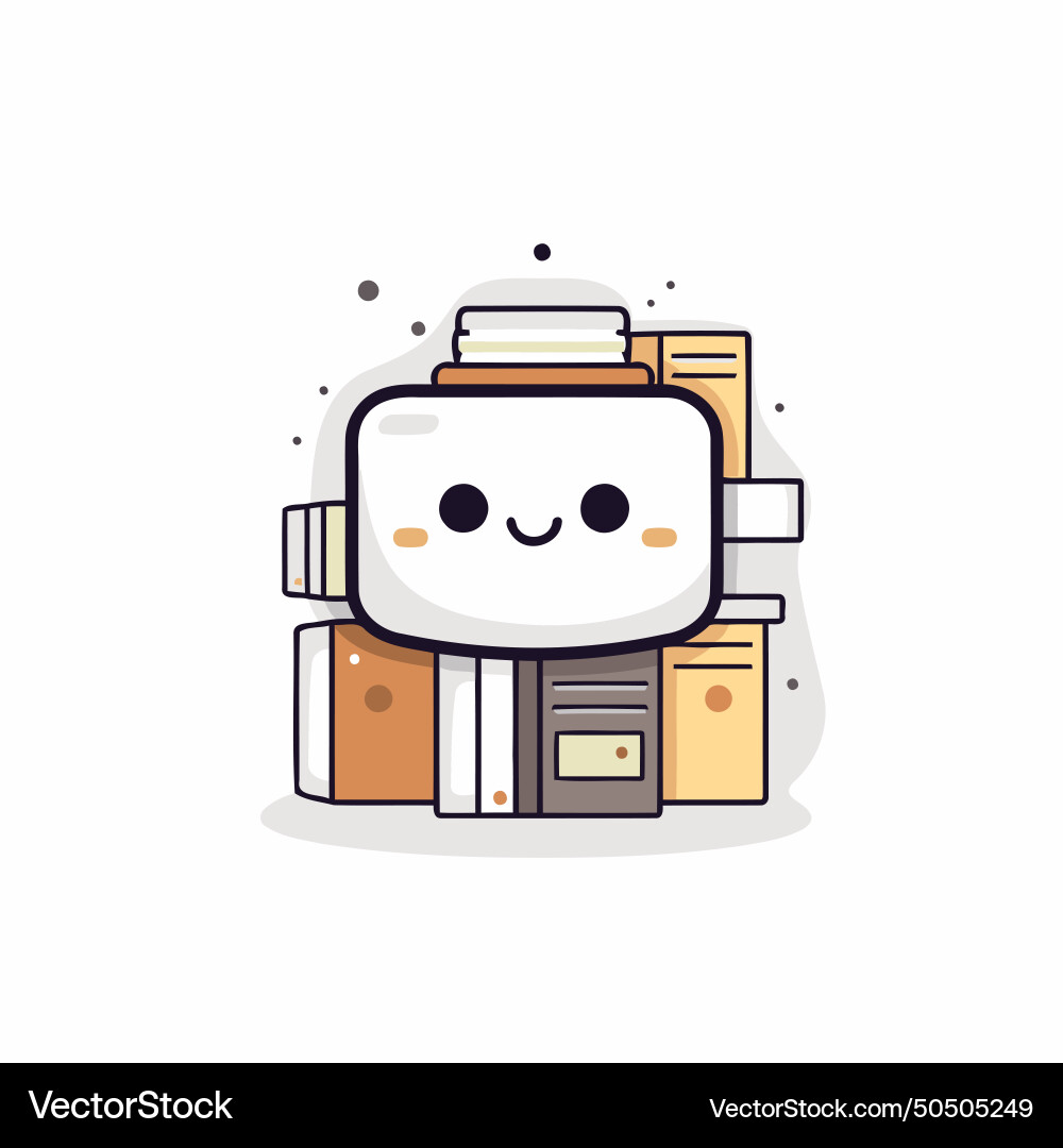 Cute book library cartoon character Royalty Free Vector