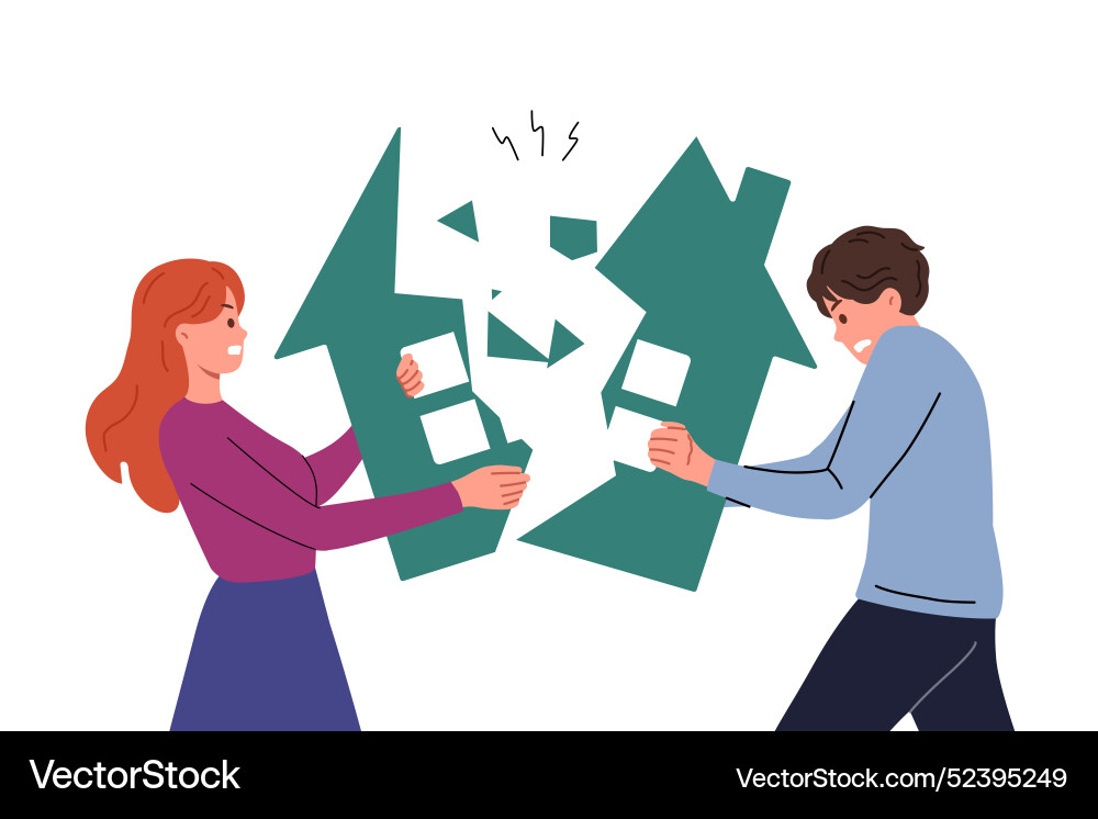 Ex-spouses divide property during divorce Vector Image