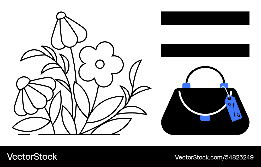 Feminine elements flowers handbag and equality Vector Image