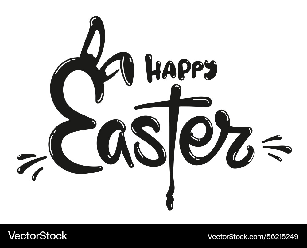 Happy easter calligraphy lettering with bunny Vector Image