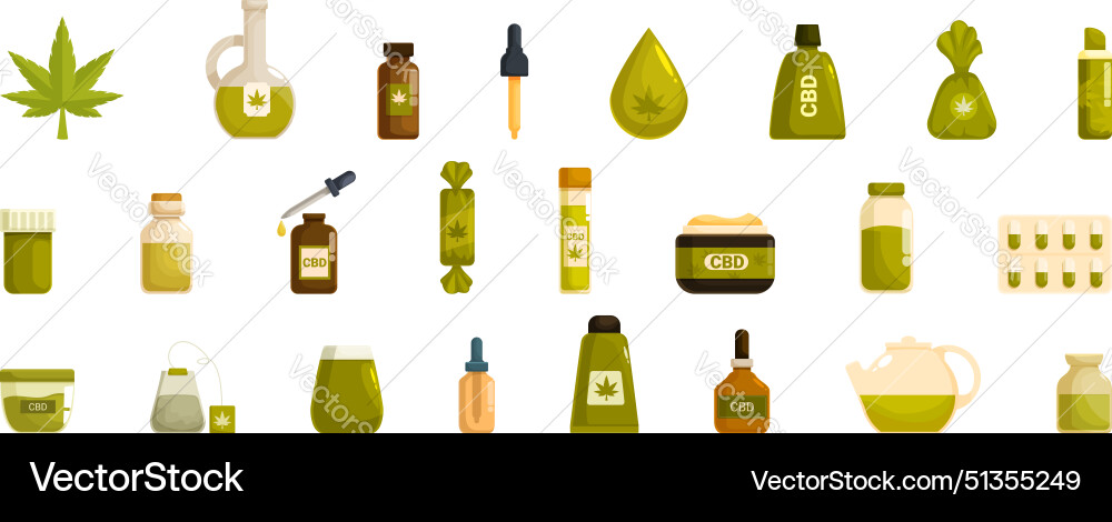 Hemp cannabinoid extract a collection Royalty Free Vector