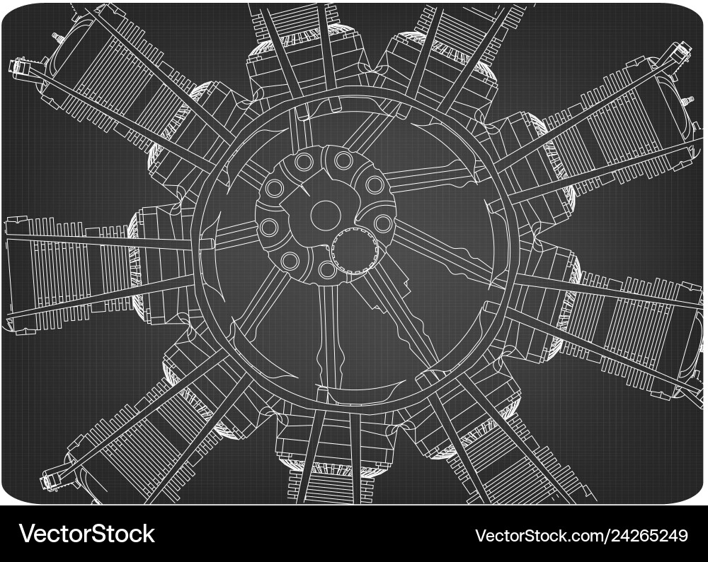 Radial engine on a gray Royalty Free Vector Image