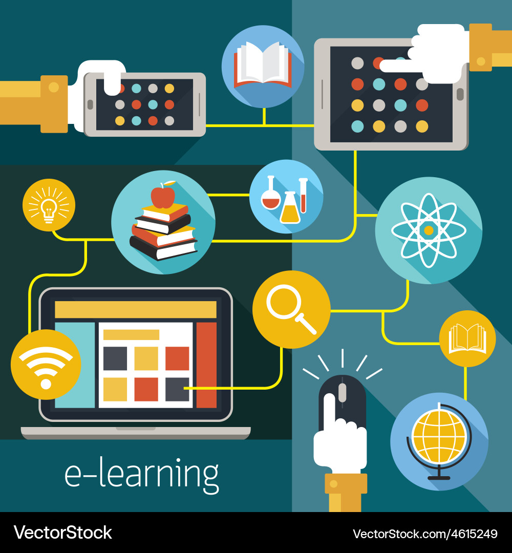 School online e-learning e-book media connect Vector Image