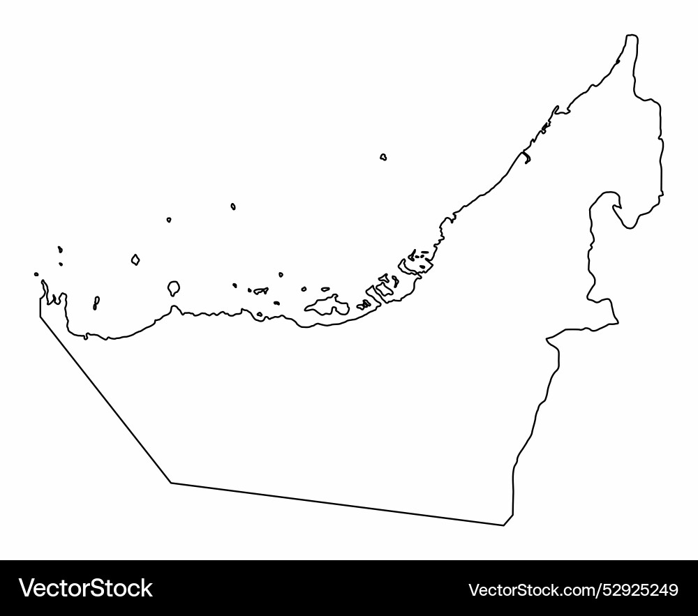 United arab emirates outline map Royalty Free Vector Image